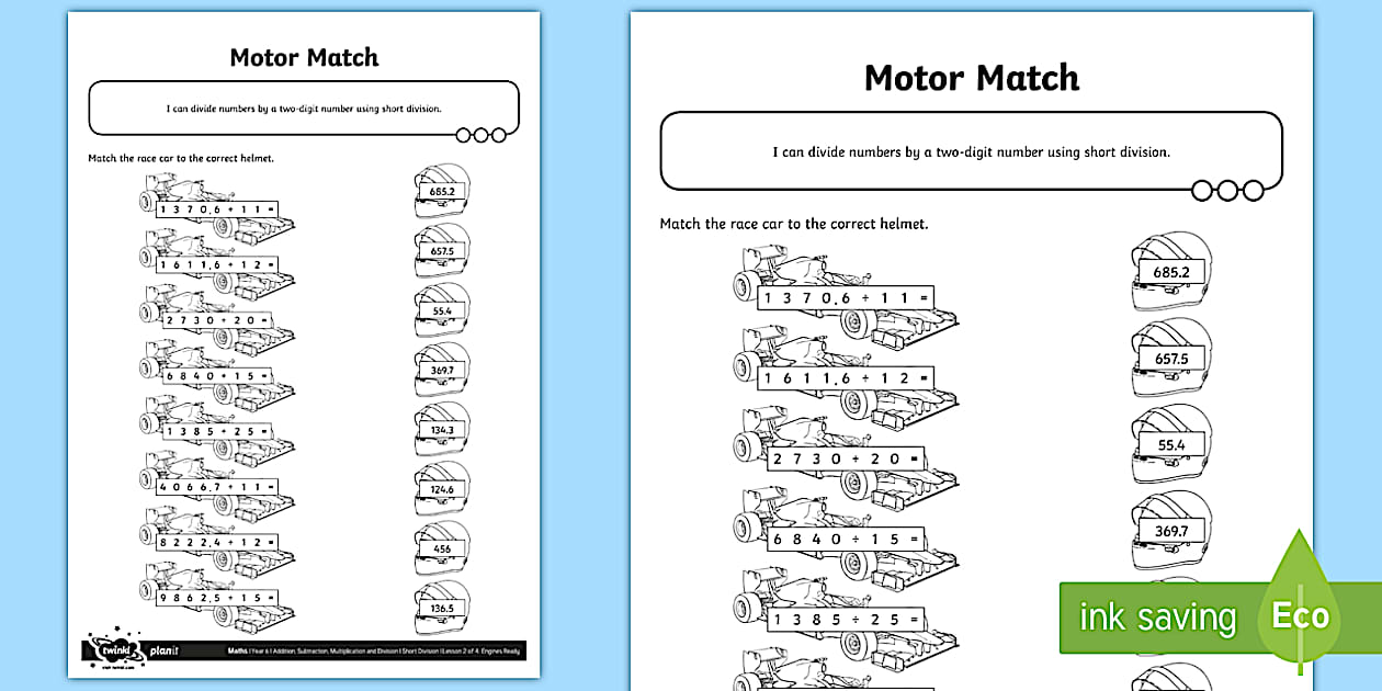 Motor Match Worksheet (teacher made) - Twinkl