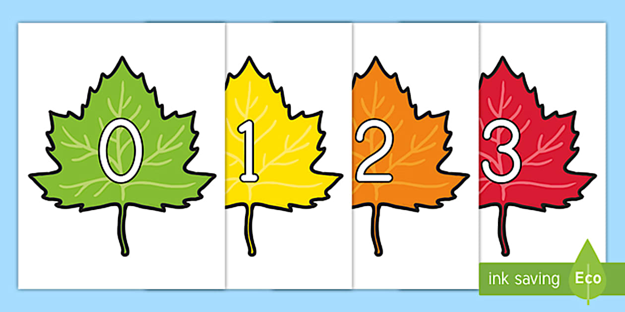 Fall Numbers 0-20 on Autumn Leaves | Twinkl USA - Twinkl