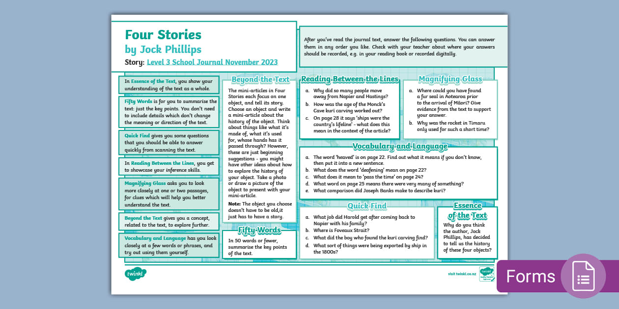 Level 3 November 2023 School Journal: Four Stories