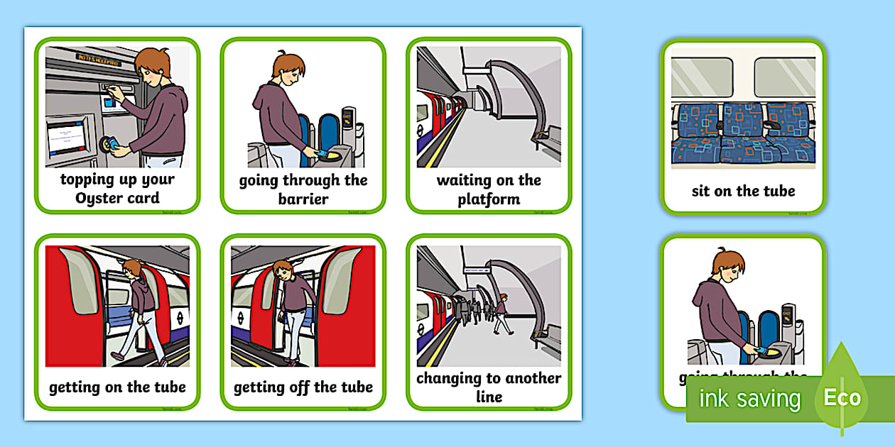 Editable Getting the Tube Visual Support Picture Cards