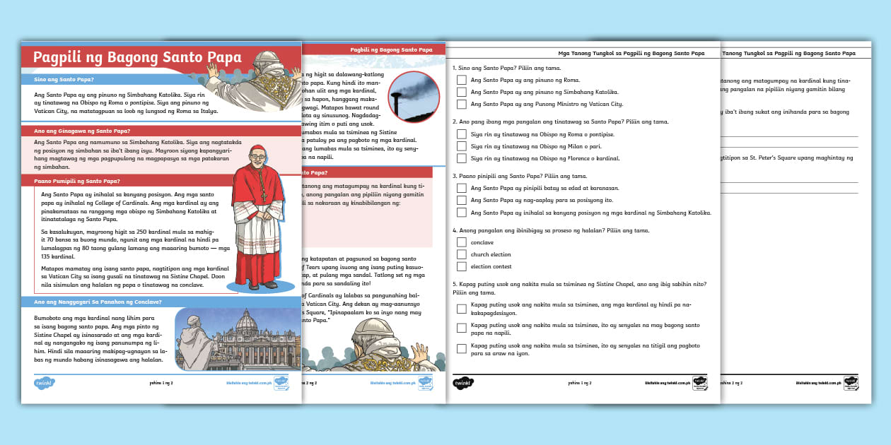 Pagpili ng Bagong Santo Papa - Reading Comprehension