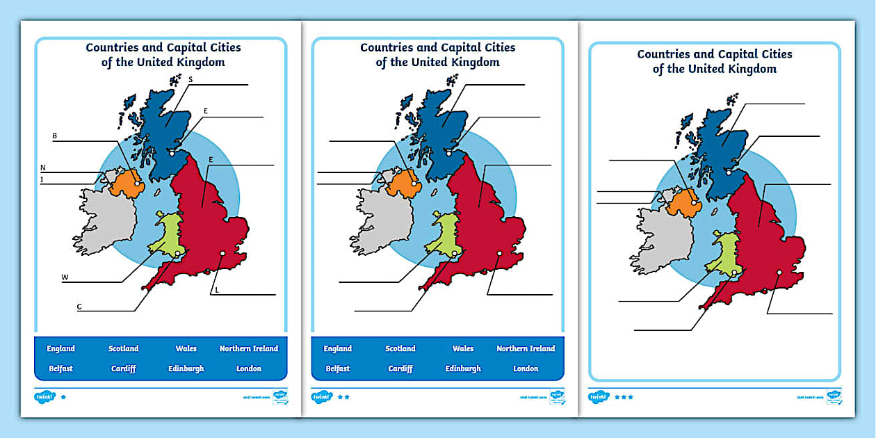 Countries and Capital Cities of the United Kingdom Worksheet