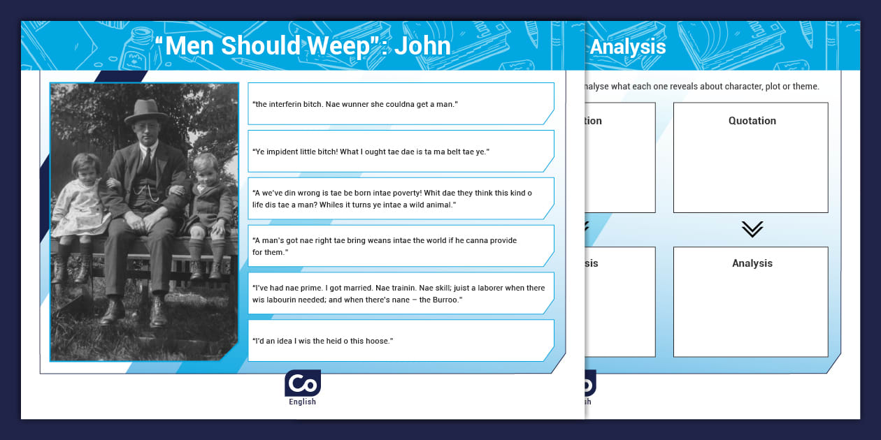 'Men Should Weep' Character Poster: John (teacher made)