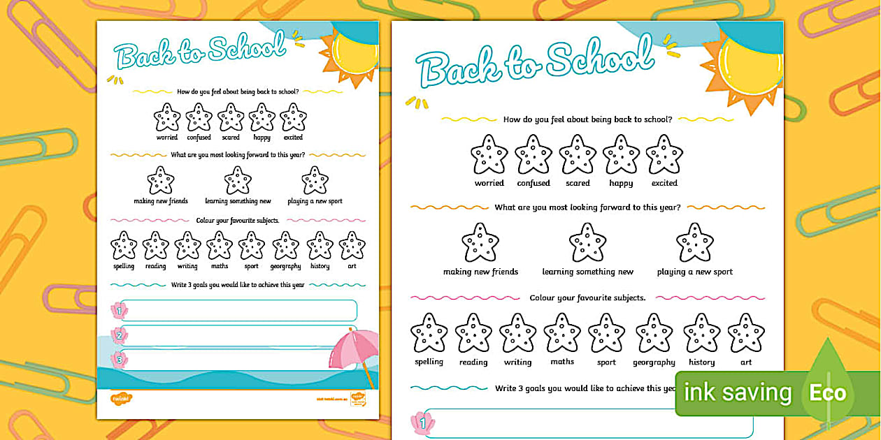 Summer Vibes Back to School Reflection Activity - Twinkl