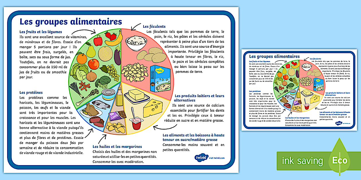 Grand poster d'information : Les groupes alimentaires