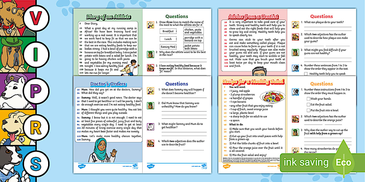 KS1 60-Second Reads: Healthy Living Activity Pack