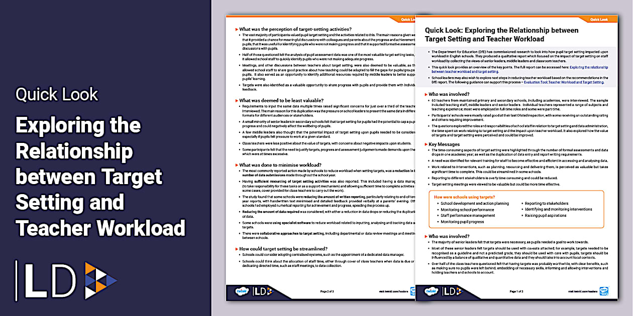 Quick Look: Target Setting and Teacher Workload - Leaders