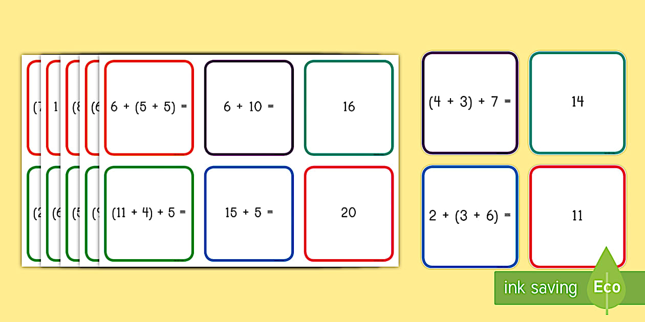 Associative Property Of Addition Matching Cards Twinkl