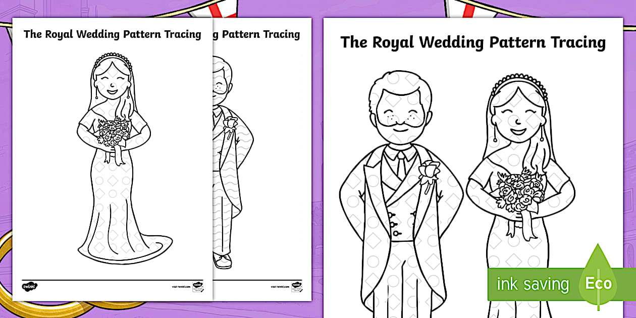 Royal Wedding Prince and Princess Tracing Worksheet - Twinkl