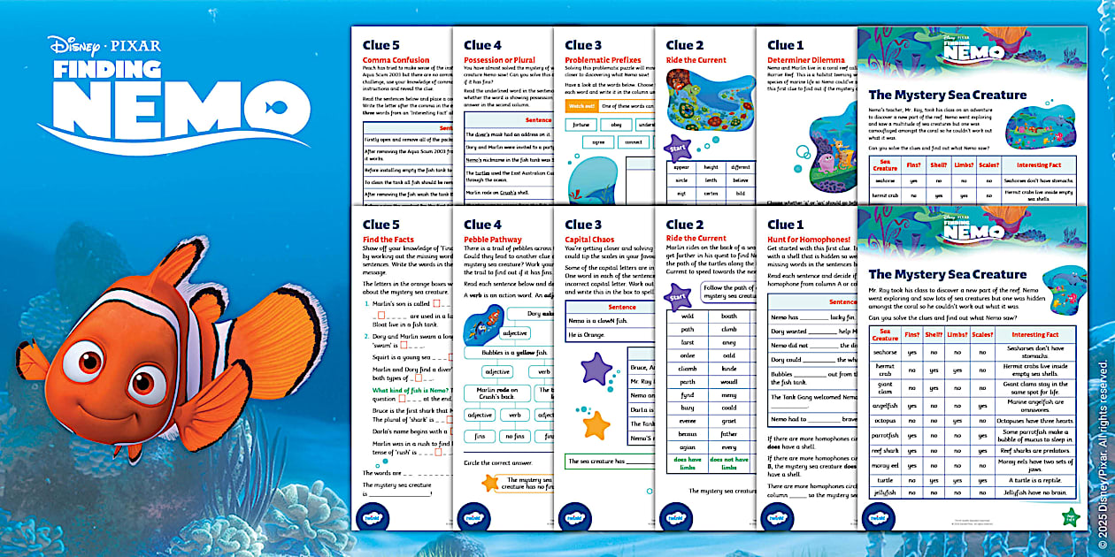 * NEW * Finding Nemo: Spelling and Grammar Mystery Pack