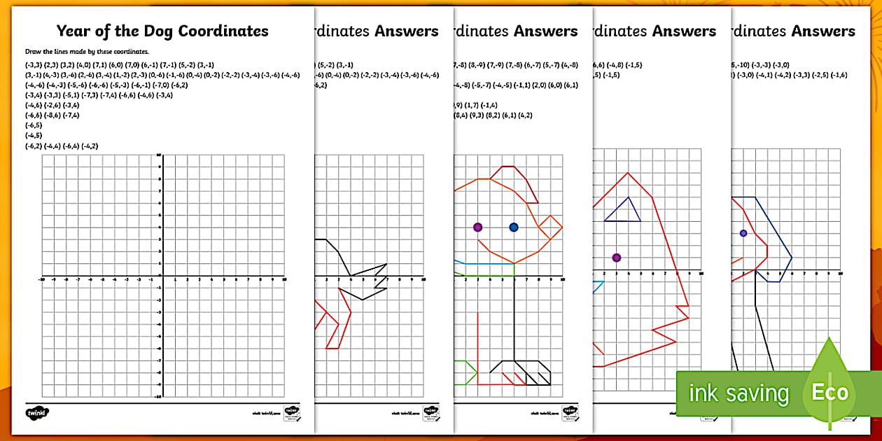 UKS2 Year of the Dog Coordinates Worksheets - Twinkl