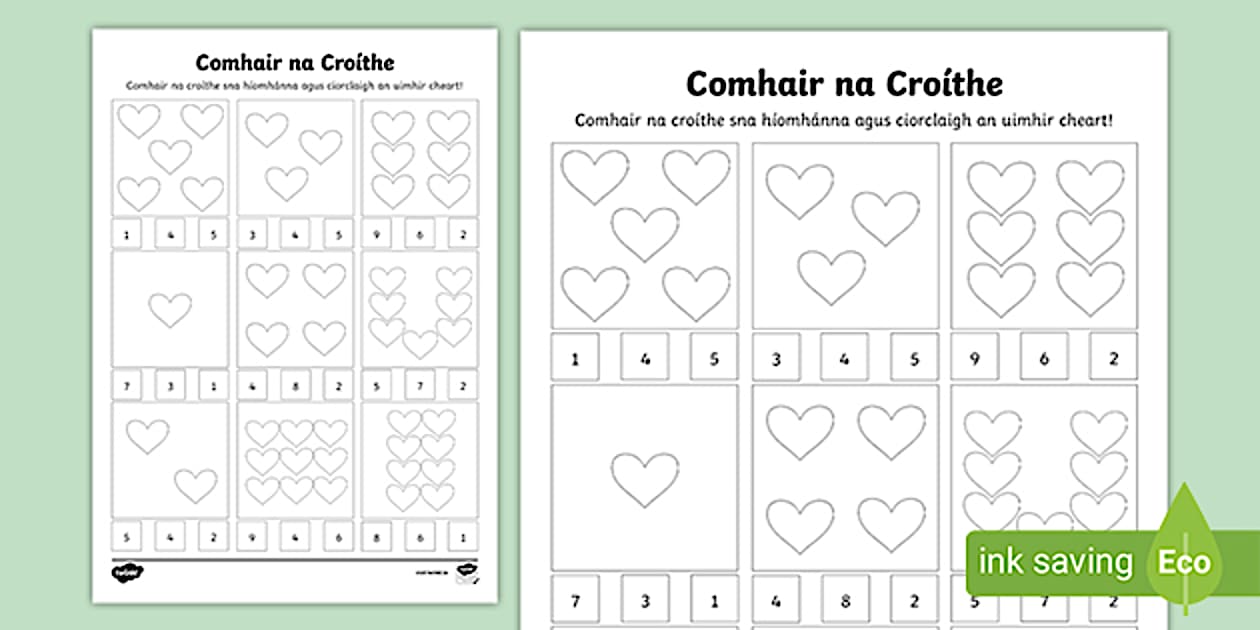 Count the Hearts Worksheet Gaeilge (Teacher-Made) - Twinkl