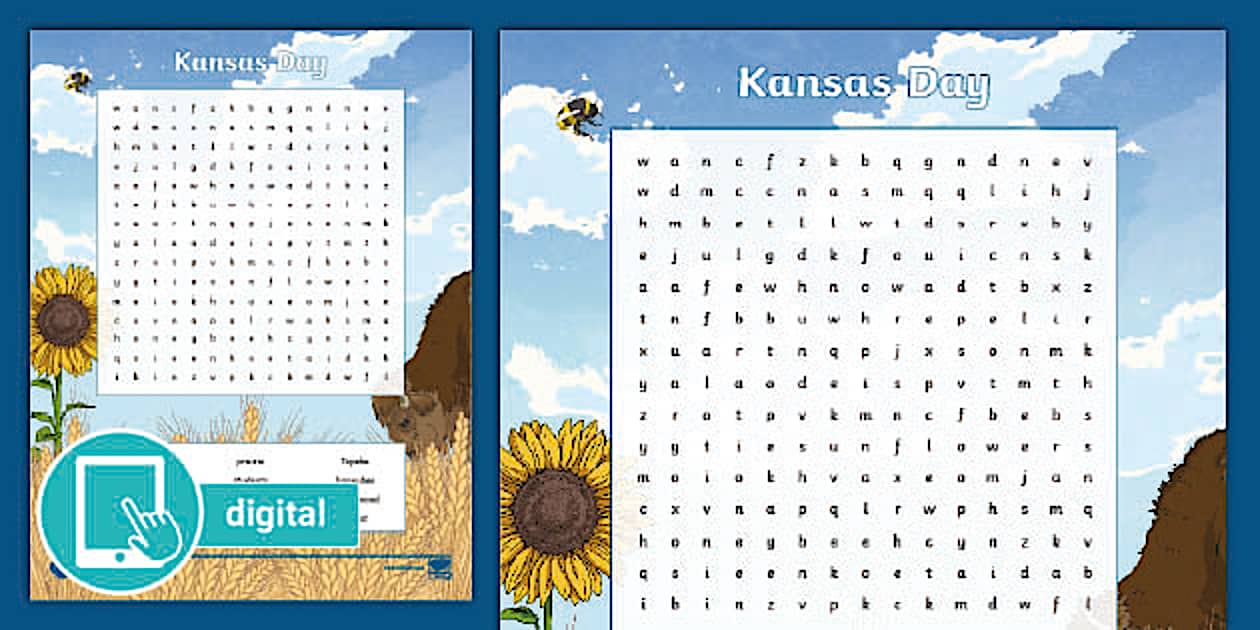 Kansas Day Word Search | Printable Resource | Twinkl