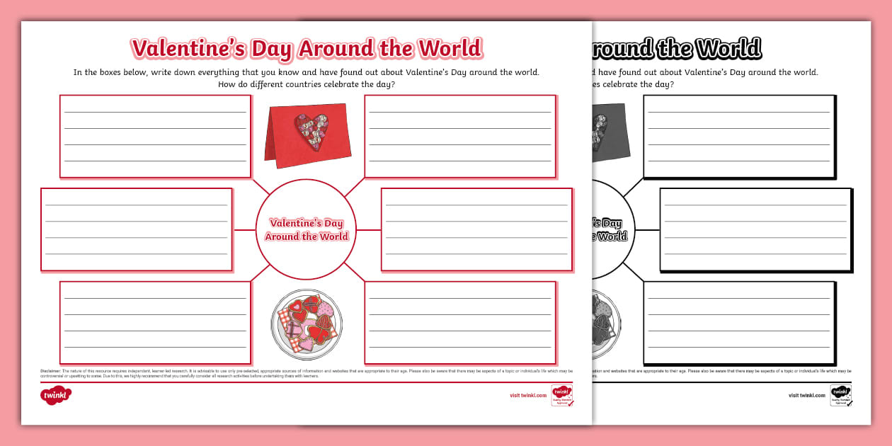 Valentine's Day Around the World Mind Map (teacher made)