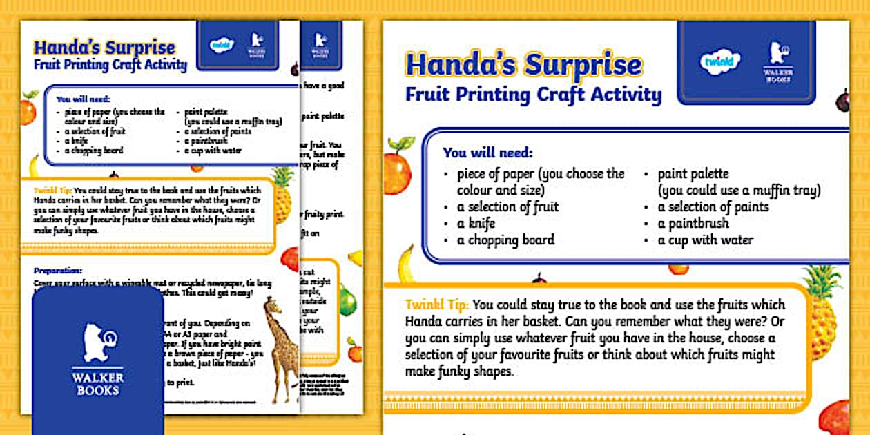 FREE! - Handa's Surprise Fruit Printing Craft Activity (Ages 5 - 7)
