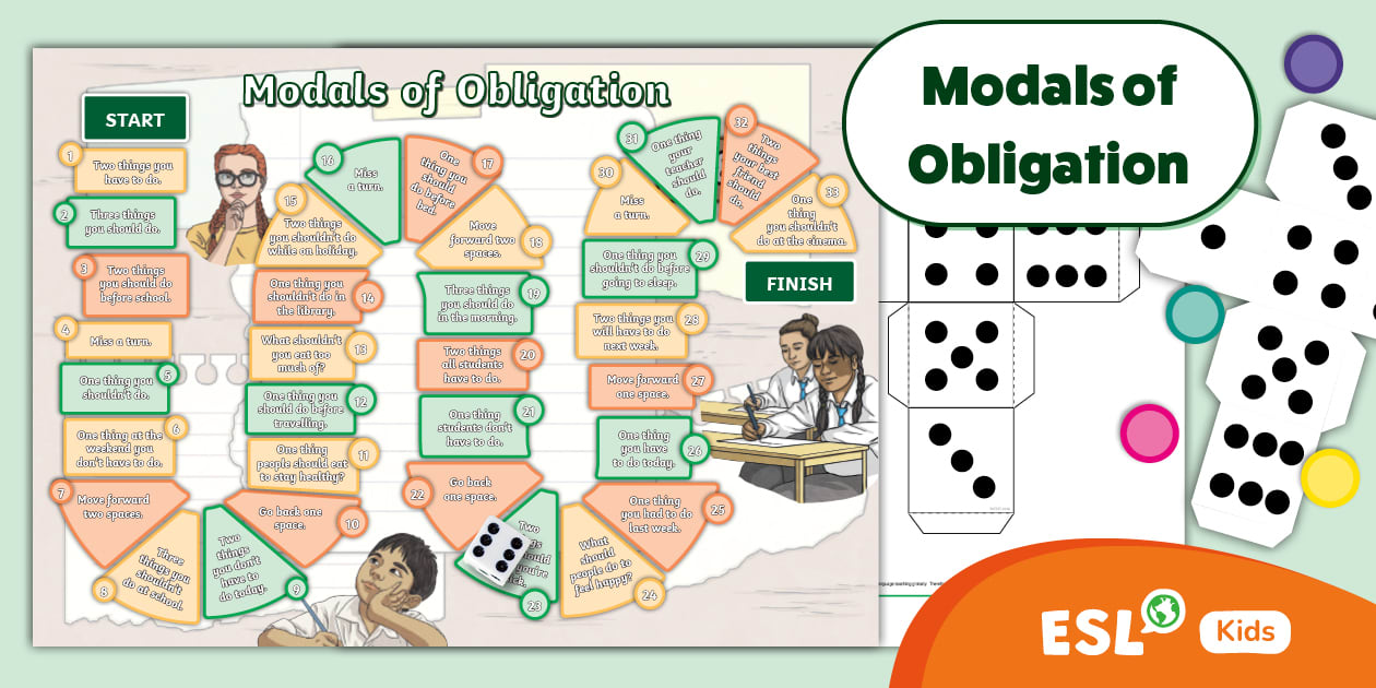ESL Modals of Obligation Board Game [Kids, B1]