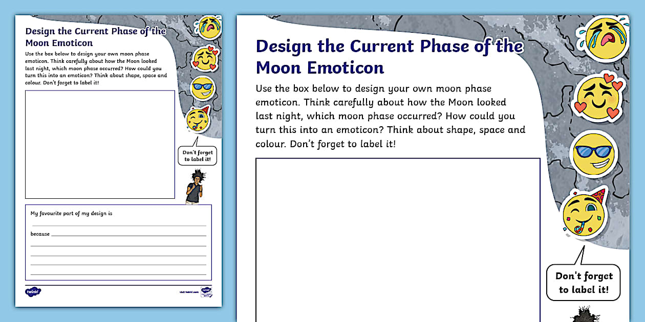 Design the Current Phase of the Moon Emoticon Activity