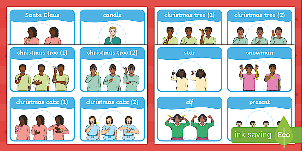 Auslan Christmas Word Cards - Auslan Christmas signs