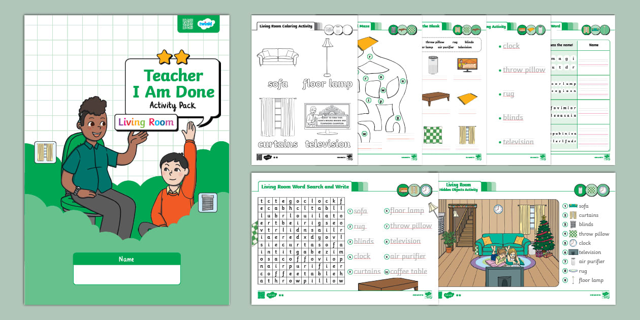 Teacher I Am Done Activity Pack | Living Room | Lv.2