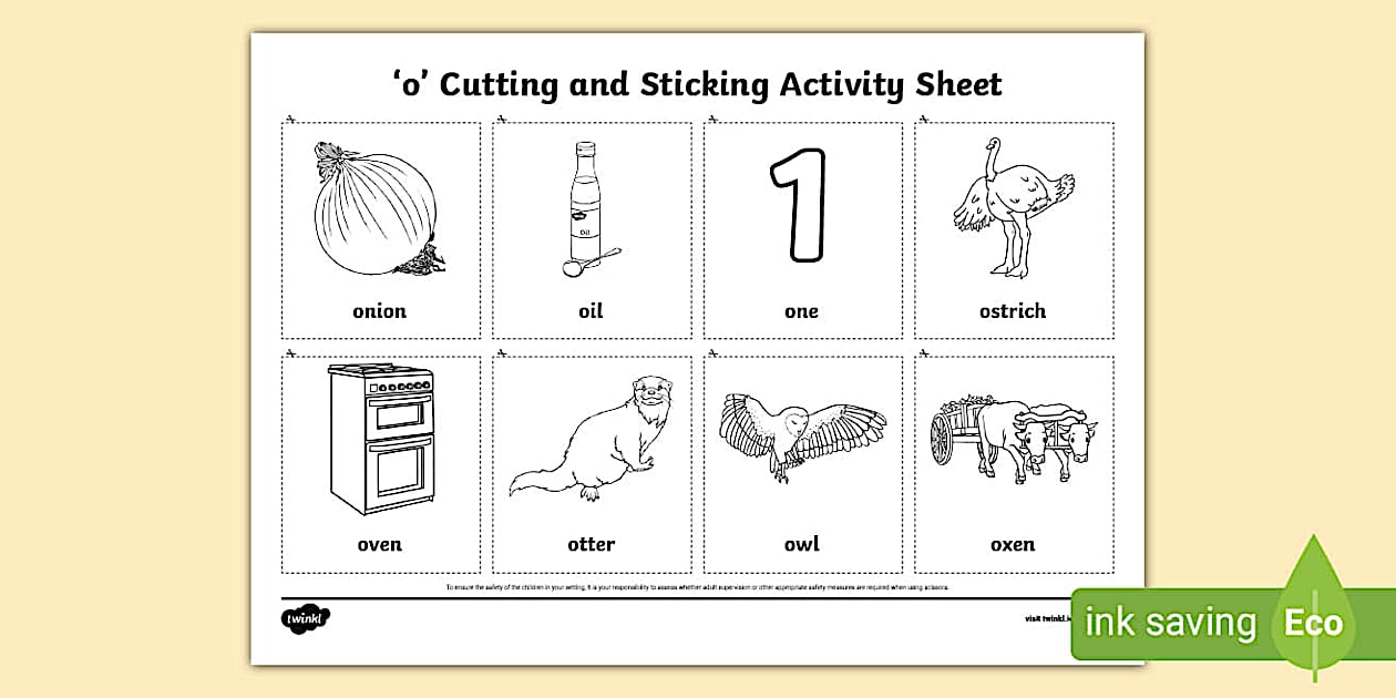 'o' Cutting and Sticking Activity (teacher made) - Twinkl