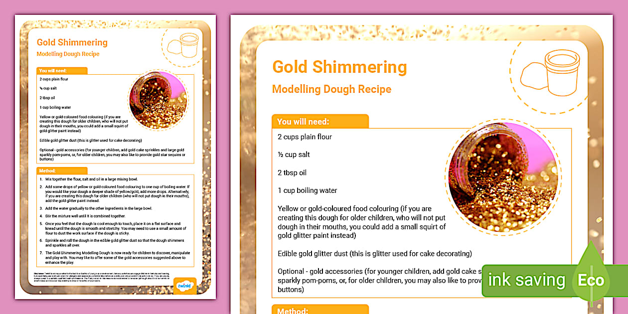 Gold Shimmering Modelling Dough Recipe (teacher made)