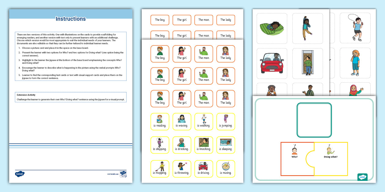 Colourful Semantics Activity Jigsaw Who? + Doing what?