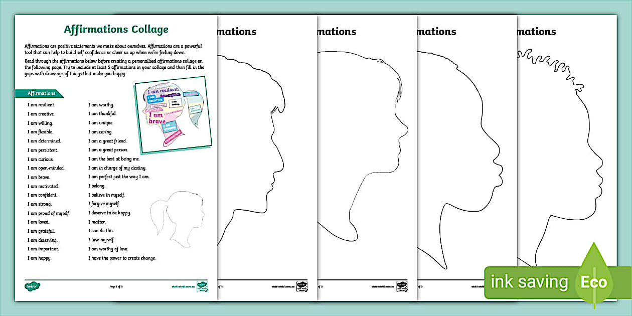 Affirmations Collage Activity - Wellbeing Resource - Twinkl
