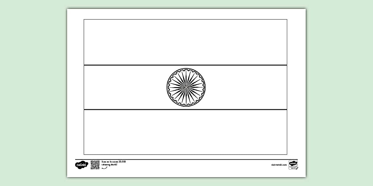India Flag Coloring Sheet (Teacher-Made) - Twinkl