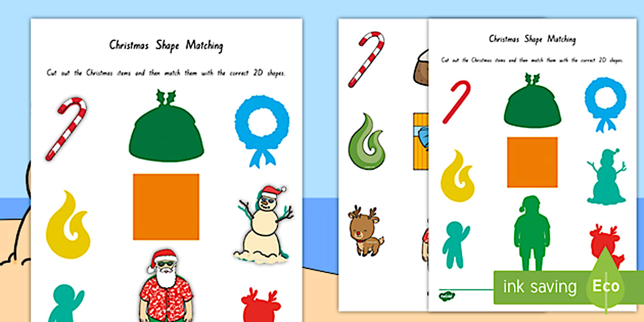 Christmas Shape Matching (teacher made) - Twinkl