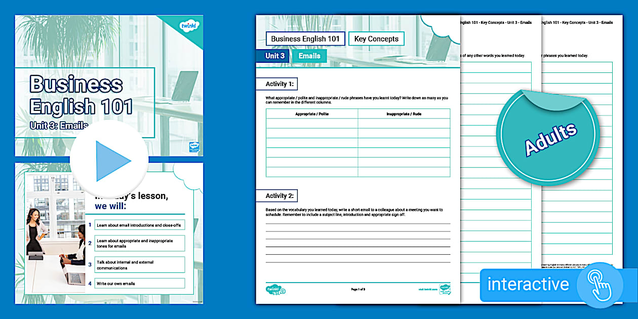 ESL Business English 101: Unit 3 (teacher made) - Twinkl
