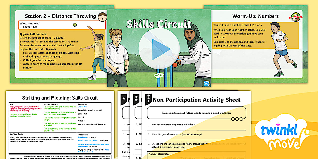 Cricket Skills Circuit Lesson | Year 6 PE Planning | Twinkl