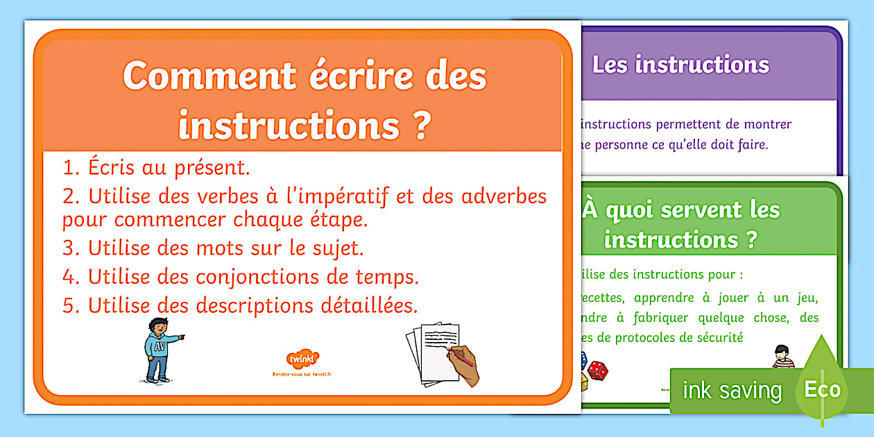 Posters d'affichage : Les instructions (teacher made)