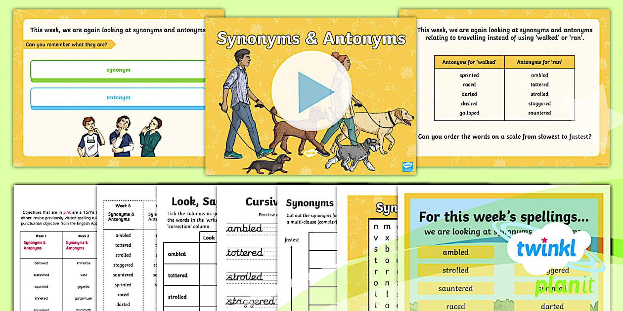 PlanIt Spelling Year 6 Term 3B W6: Synonyms and Antonyms for Walked/Ran