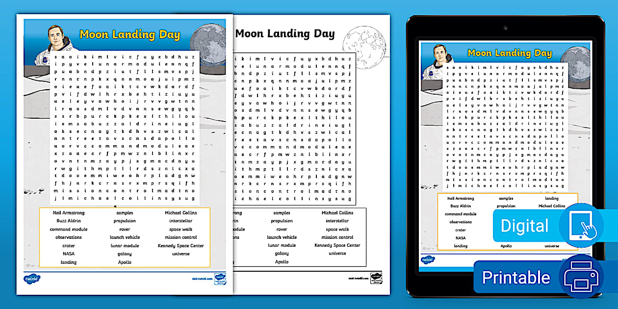 Apollo 11 Moon Landing Word Search Activity | Twinkl USA