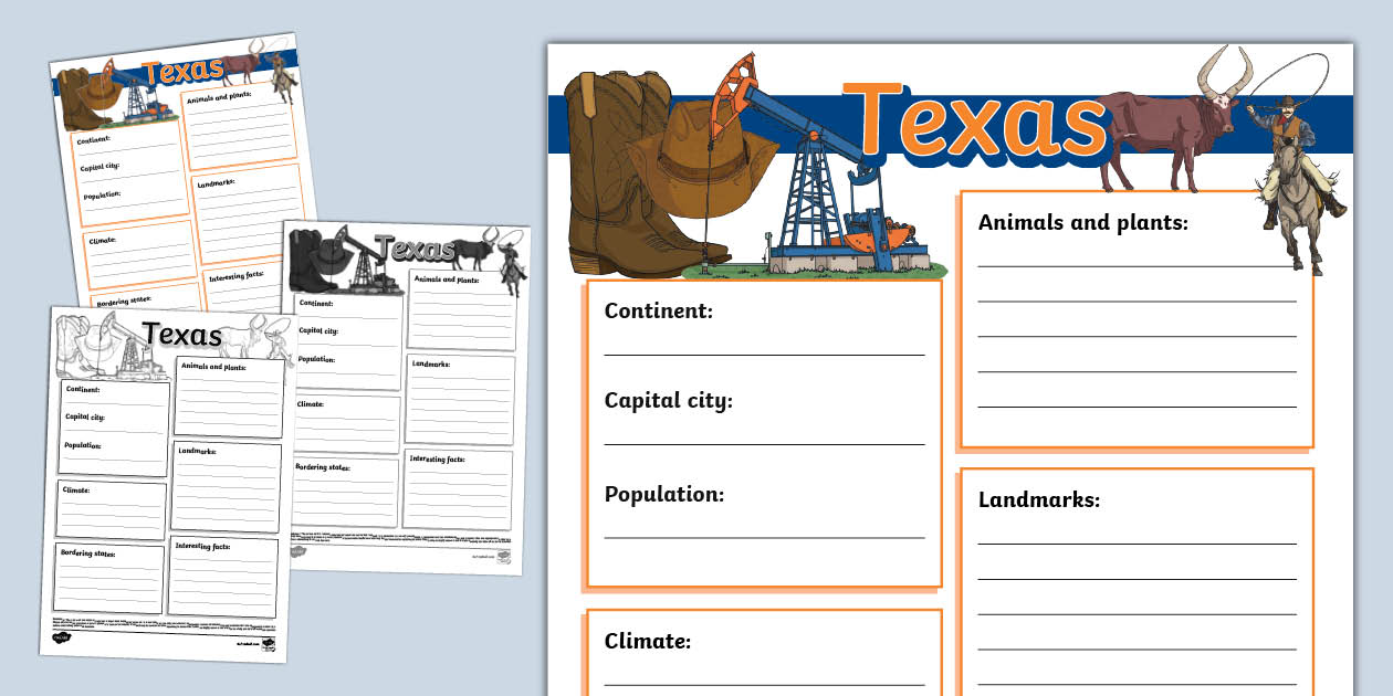 Texas Fact File Template (Teacher-Made) - Twinkl
