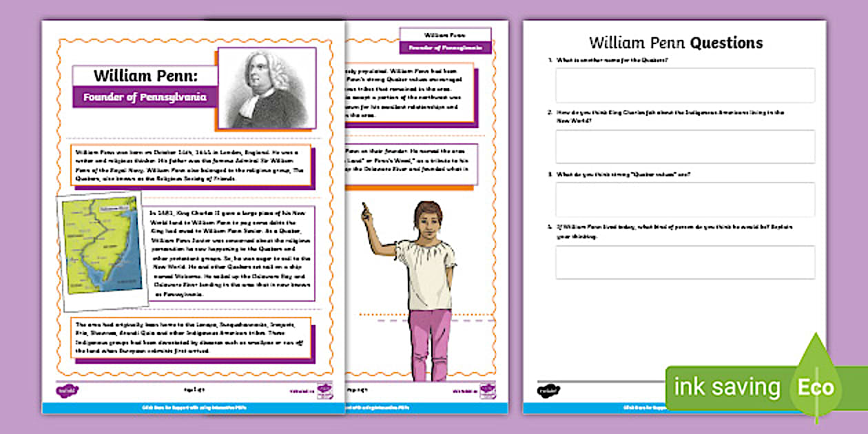 William Penn Reading Passage Comprehension - Grades 4-6