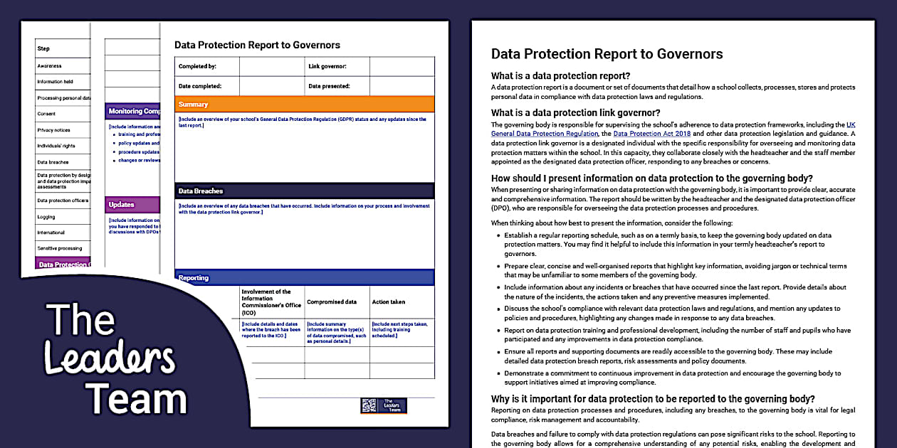 Data Protection Report to Governors - SLT (teacher made)