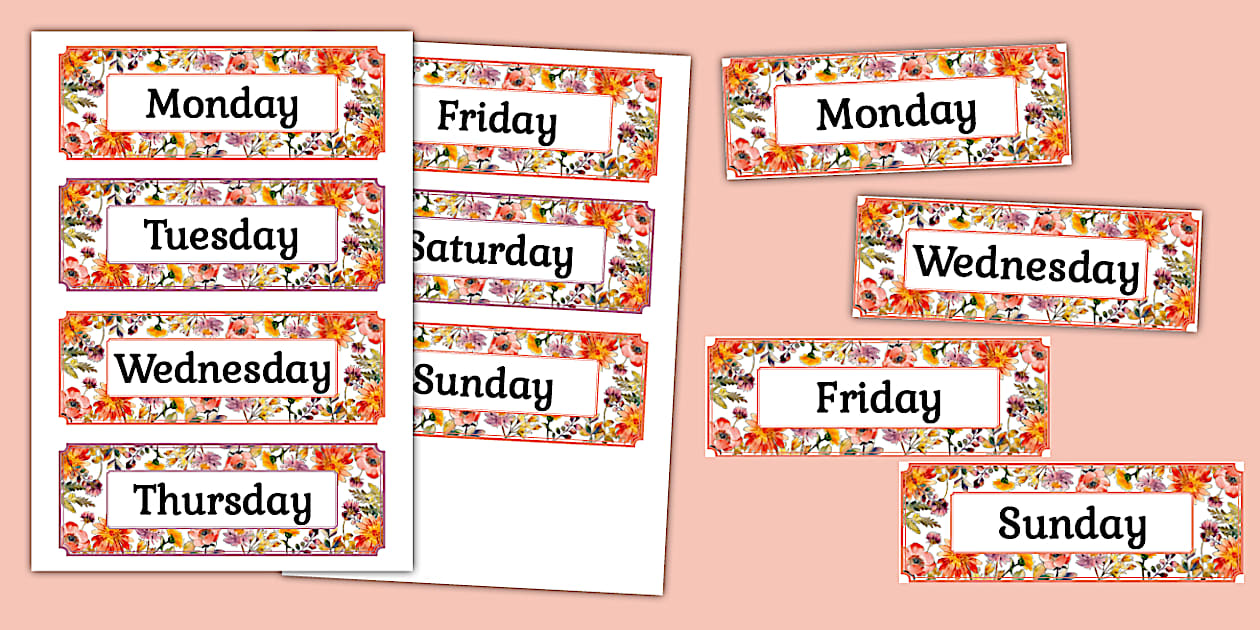 👉 Wildflower Botanical Themed Days of the Week Display Cards