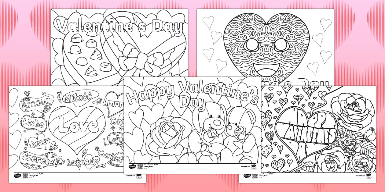 Valentine's Day Mindfulness Colouring Sheets | Twinkl