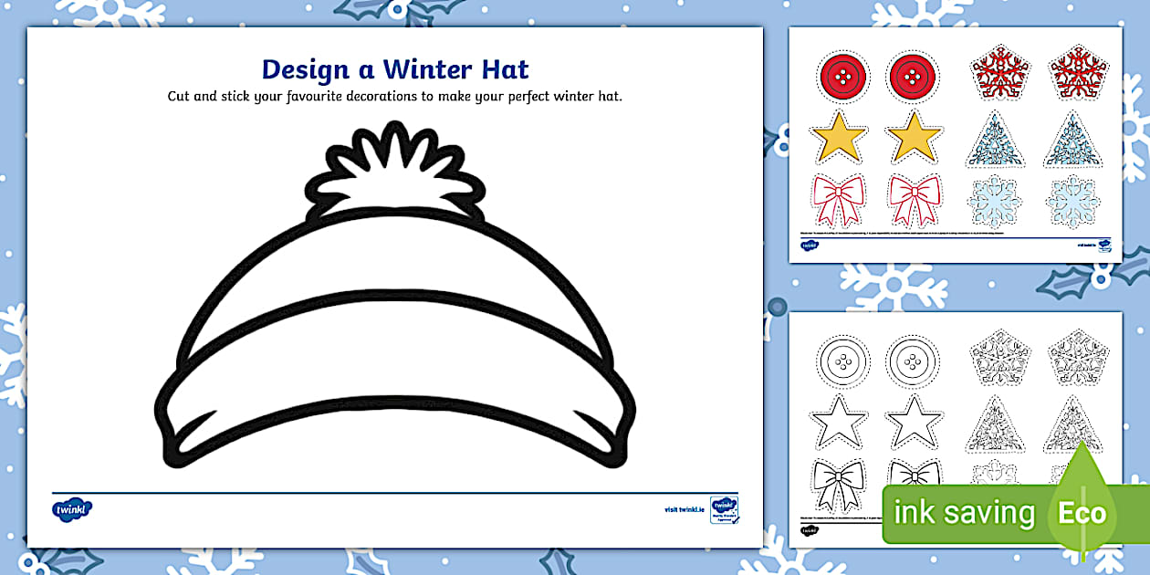 Design a Winter Hat Cutting Skills Activity - Twinkl