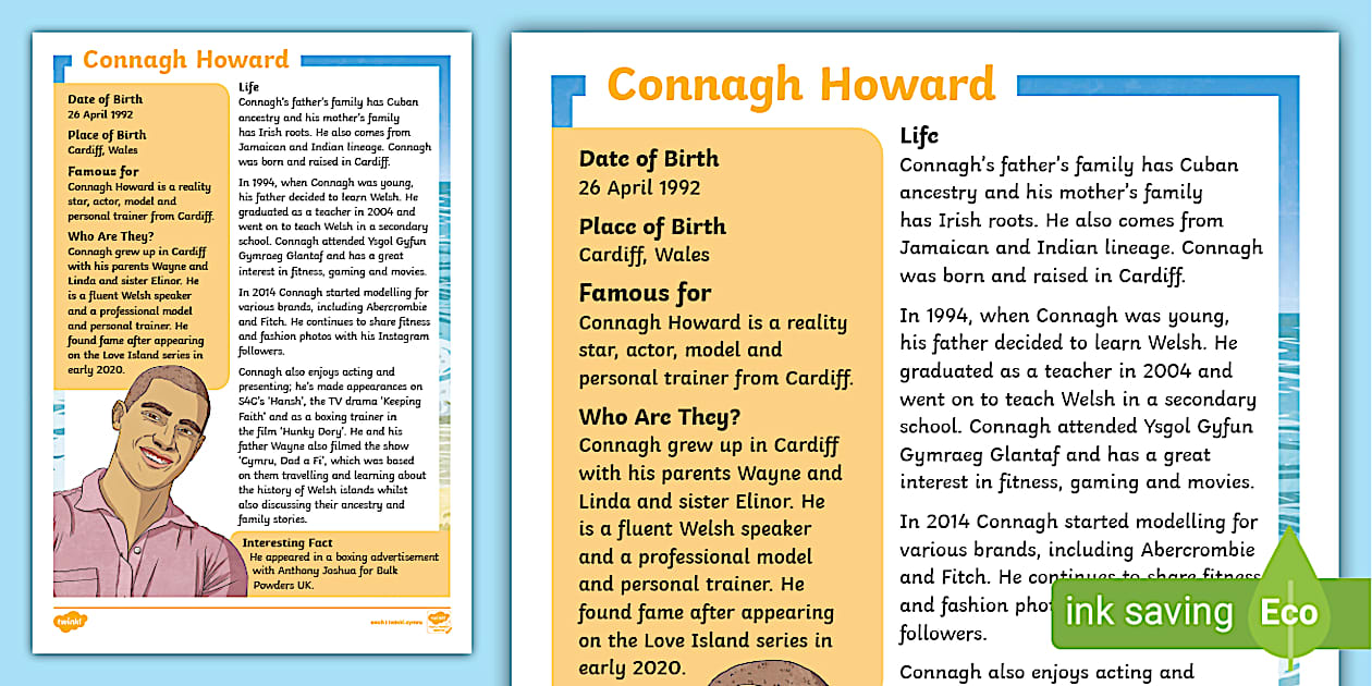 Connagh Howard Fact File (Teacher-Made) - Twinkl