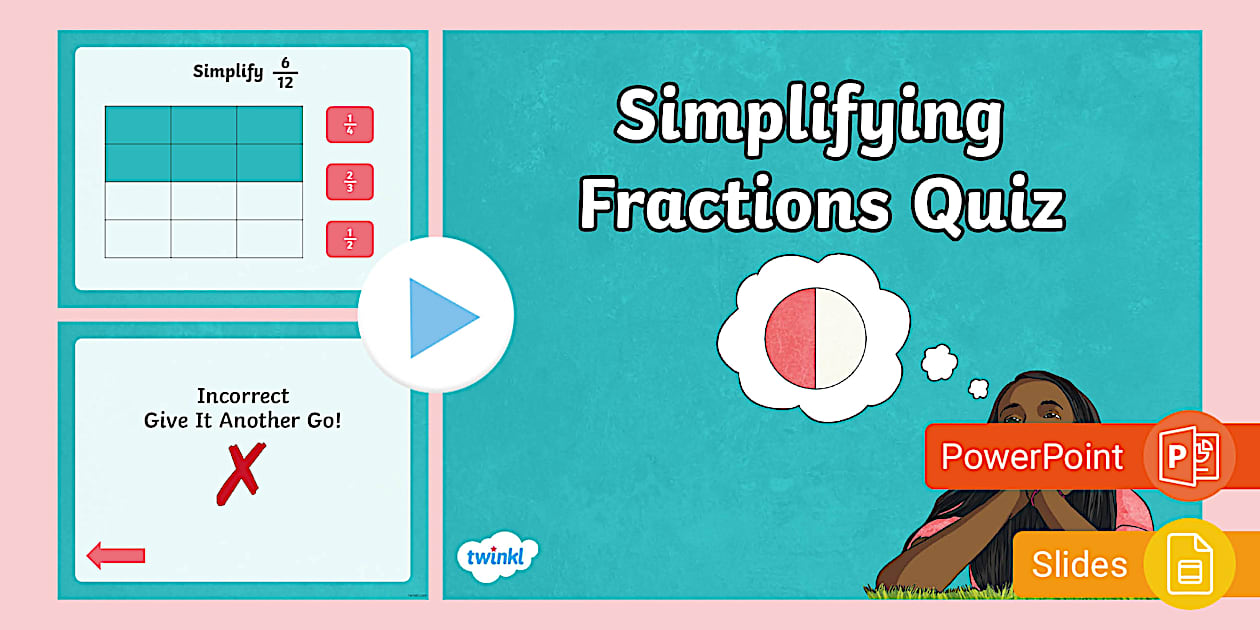 Simplifying Fraction Quiz PowerPoint (teacher made) - Twinkl