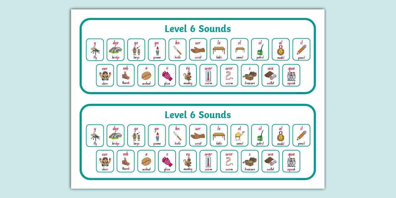 Level 6 Phonics Deskplate with Mnemonics