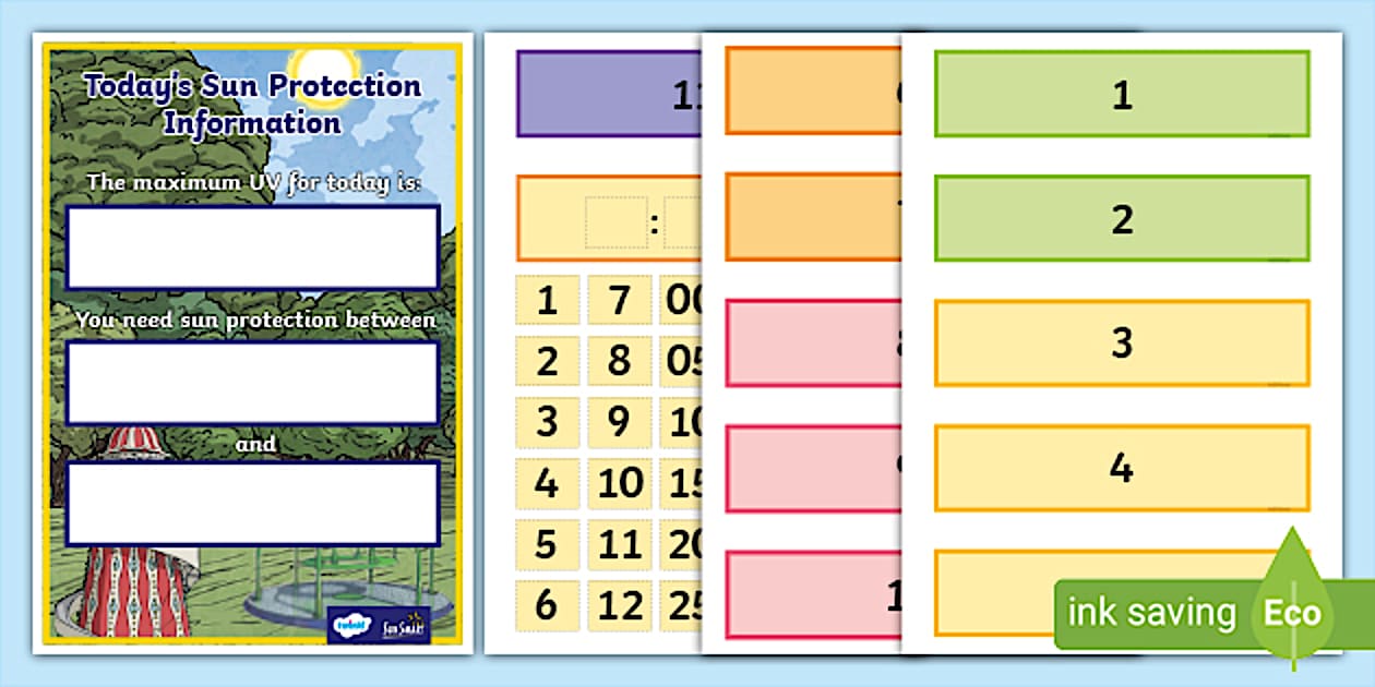 Sun Smart Posters and UV Ratings Cards | Sun Safety Pack
