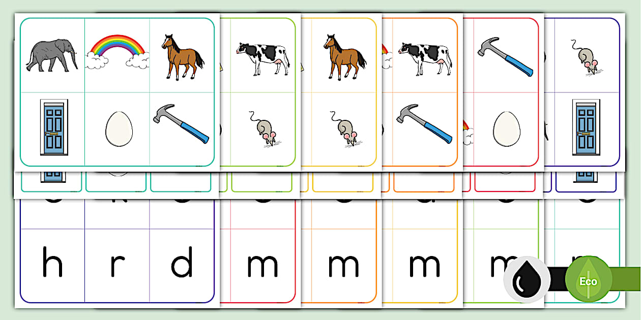 c, k, e, h, r, m, d Worksheet | Letter Sounds Bingo Game