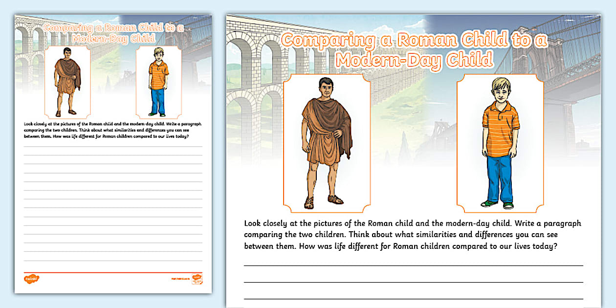 Comparing a Roman Child to a Modern-Day Child Worksheet