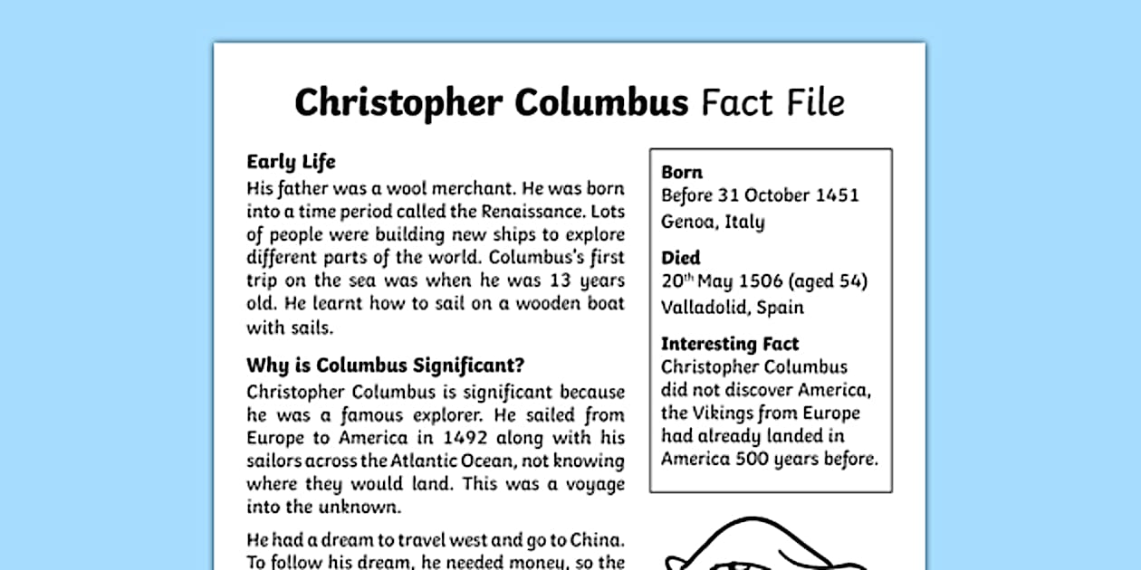Christopher Columbus Significant Individual Fact Sheet