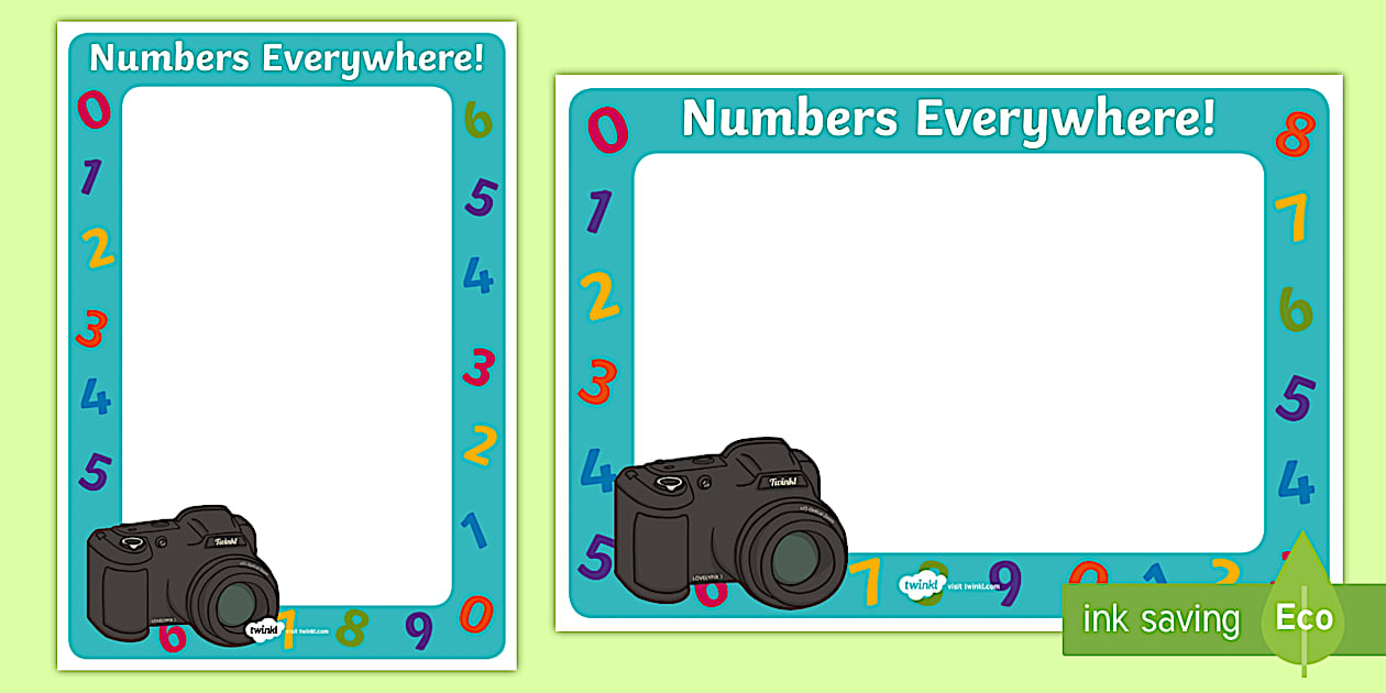 Numbers Everywhere! Numerals in the Environment Photo Frame Cut-Outs