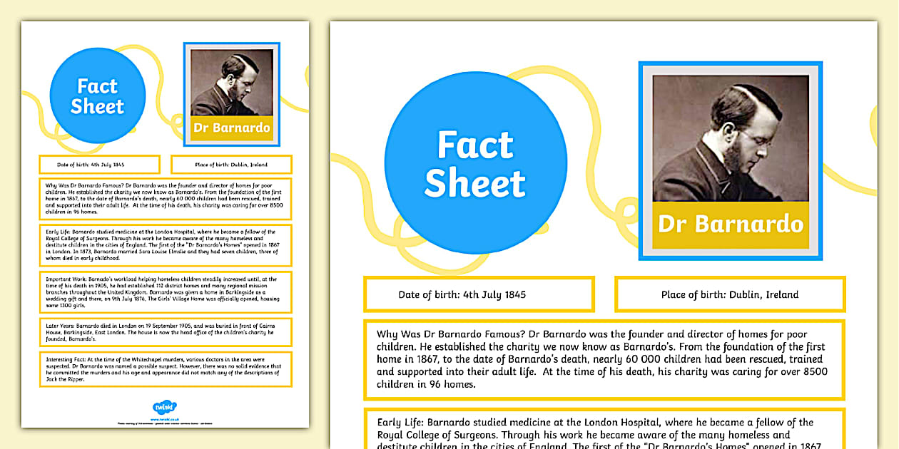 Dr Thomas Barnardo Facts Resource - Twinkl