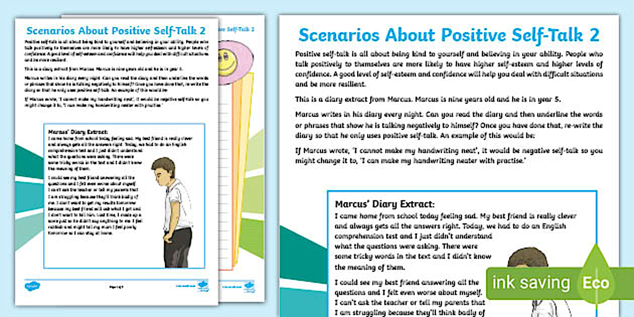 Scenarios About Positive Self-Talk 2 (teacher made) - Twinkl
